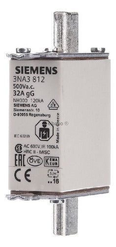 Fusivel Nh000 32a 500v Retardado 3na3812 Siemens